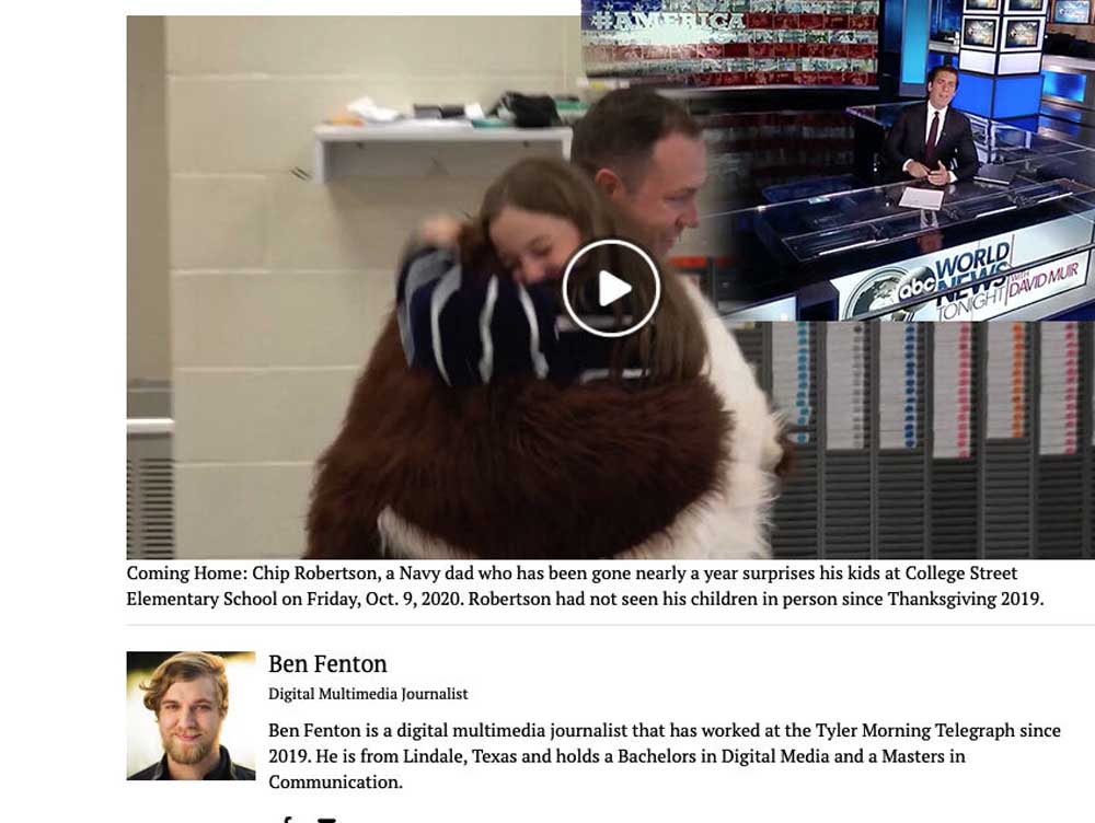 TODAY: Ben Fenton’s Tyler Paper video of Navy surprise on ABC World ...