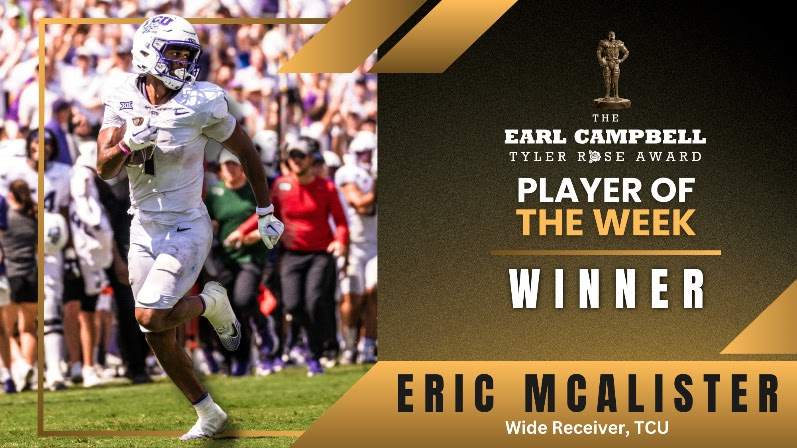 TCU WR Eric McAlister named Earl Campbell Tyler Rose Player of the Week | Tyler Morning Telegraph