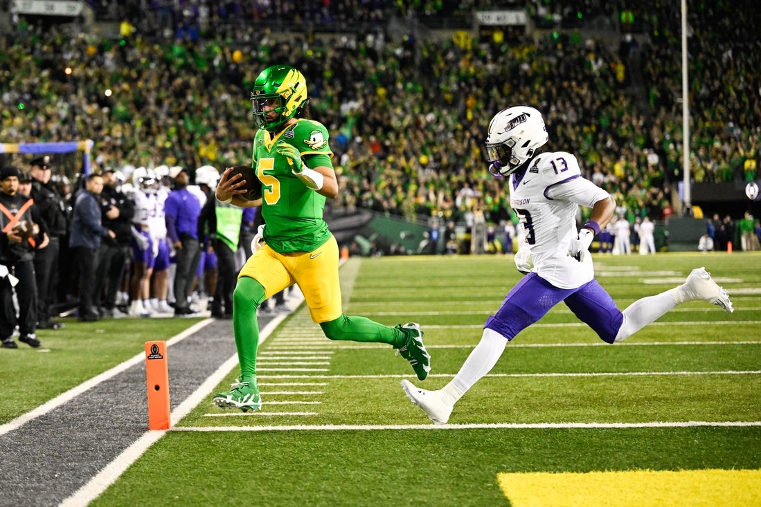 Oregon scores early and often in CFP triumph over James Madison | Tyler ...